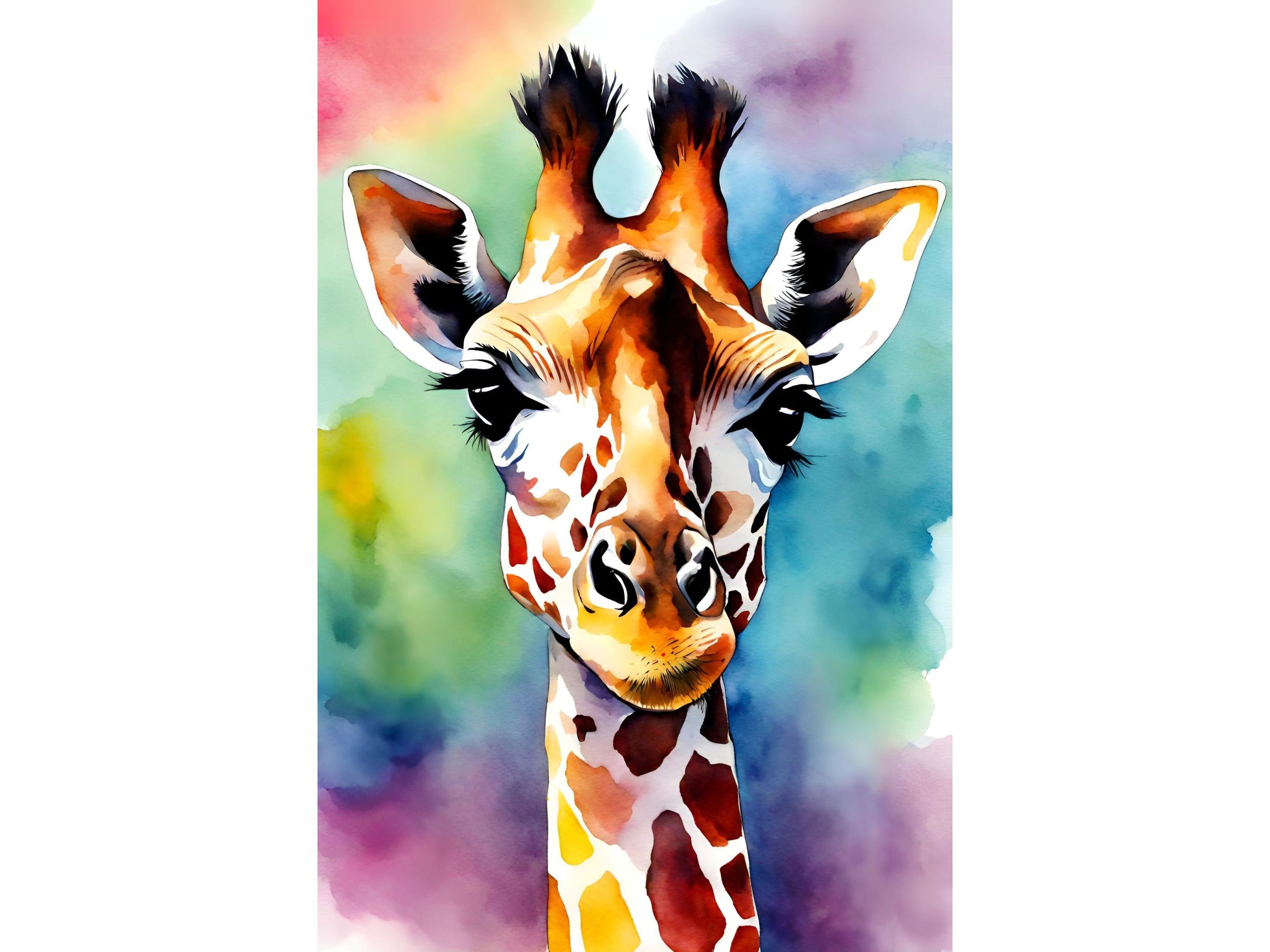 Print of Cute Baby Giraffe. Printable Watercolor Nursery Wall Art ...