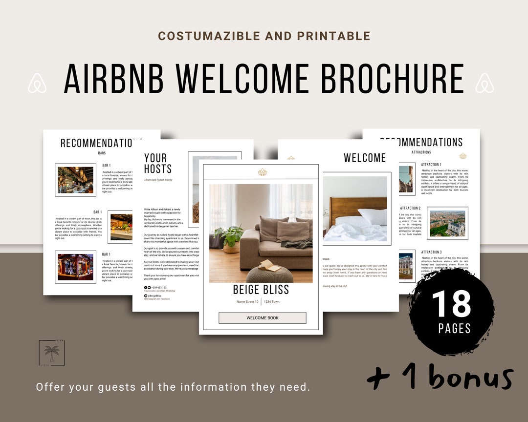 Editable Modern Welcome Book / Brochure for Airbnb Hosts - 18 ...