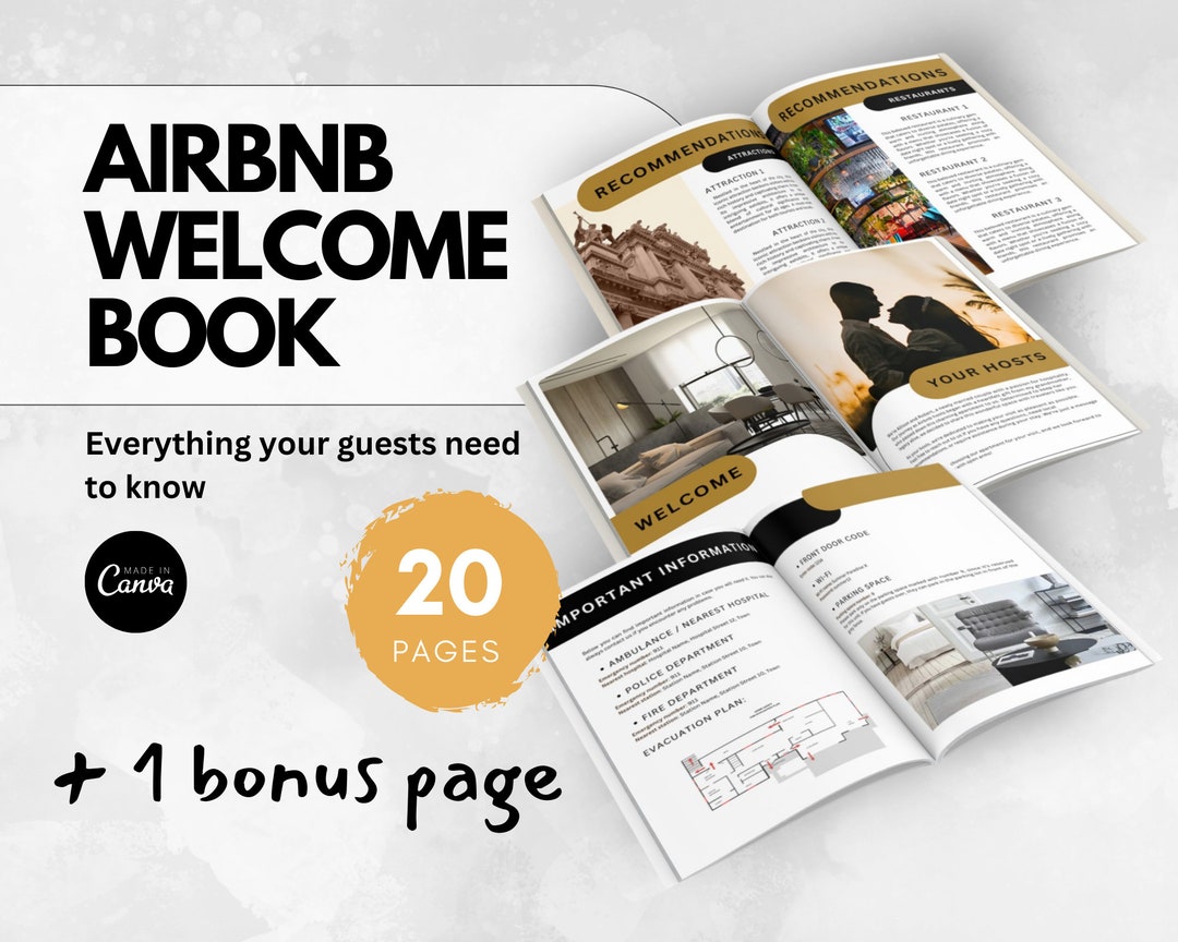 Airbnb, Booking, Trivago Welcome Book/brochure, Black and Gold, Info ...