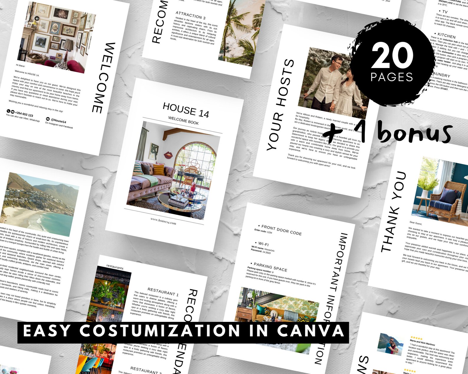 Editable Airbnb / Booking Welcome Book / Brochure - House 14 - Canva ...