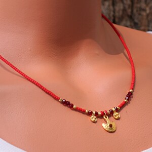 Red Minimalist Necklace Handcrafted Stone and Crystal Jewelry - Etsy