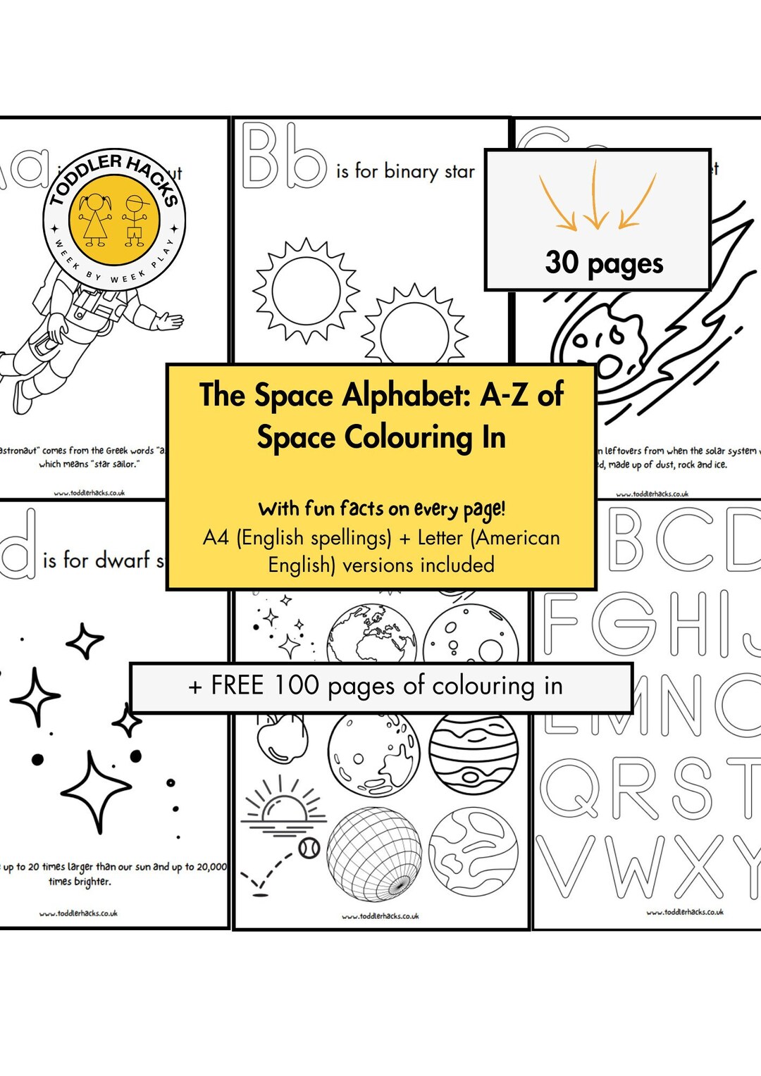 Space Colouring in / Space Coloring in Printable: Alphabet of Space ...