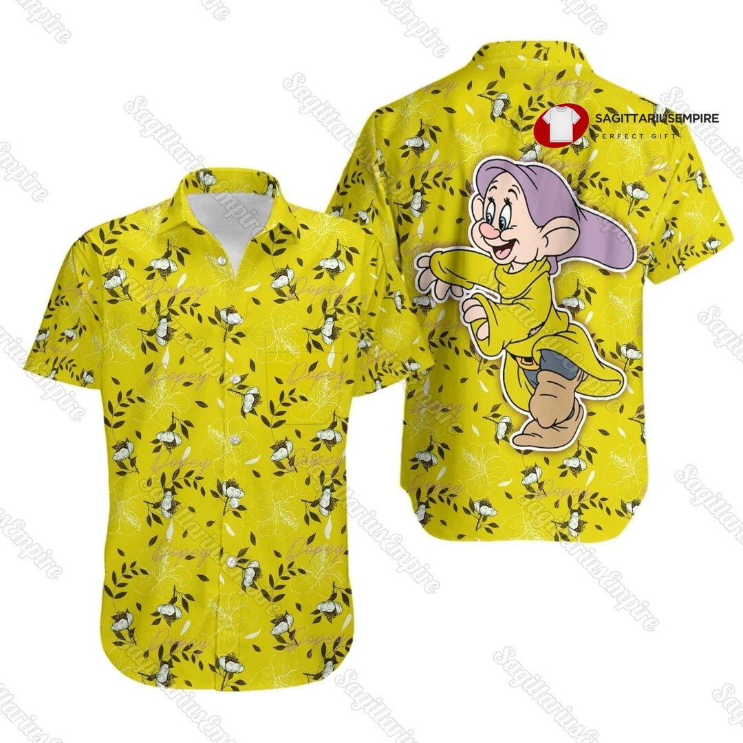 Disney Dopey Snow White Button Shirt, Dopey Shirt, Dopey Hawaiian Shirt ...