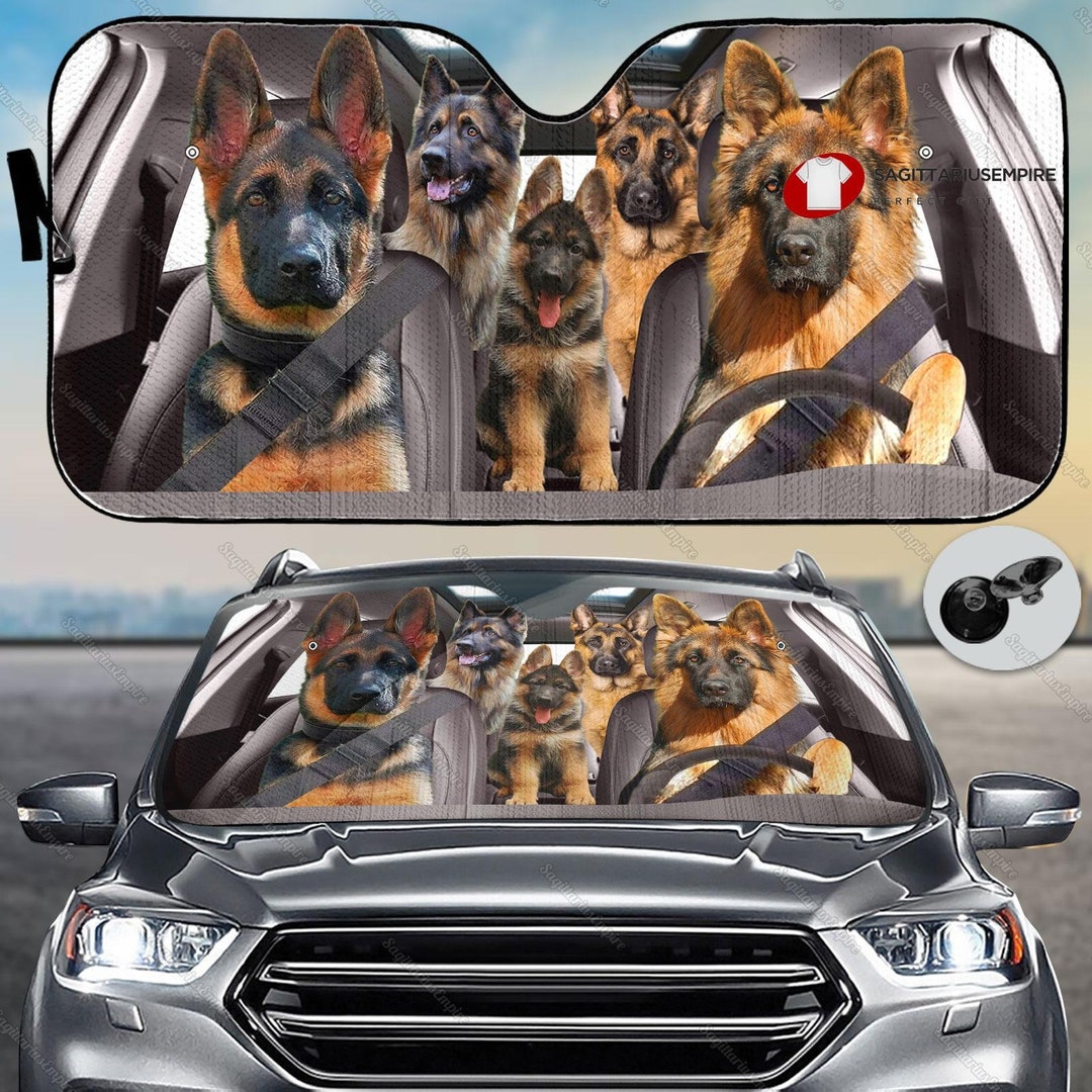 German Shepherd Dog Car Sun Shade, Funny German Shepherd Family Car ...