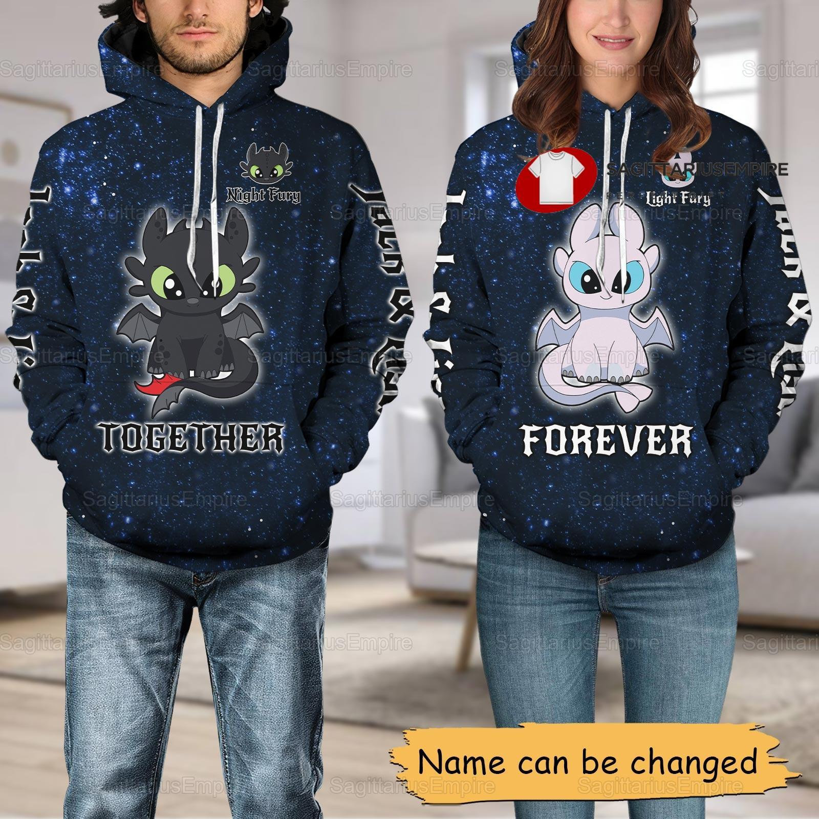 Custom Night Fury And Light Fury Together Forever Couple Hoodie sold by ...