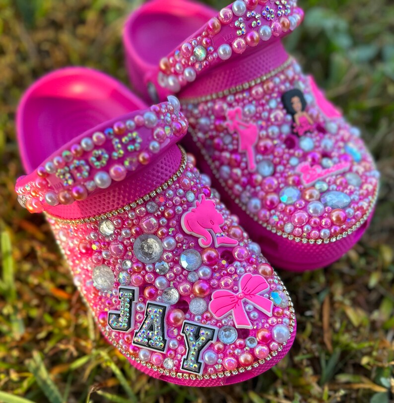 Blinged Out Crocs - Pink Princess Crocs - Pink Doll Crocs - Bedazzled ...
