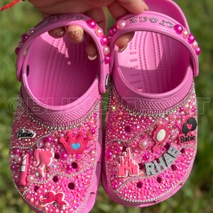 Blinged Out Crocs - Pink Princess Crocs - Pink Doll Crocs - Bedazzled ...