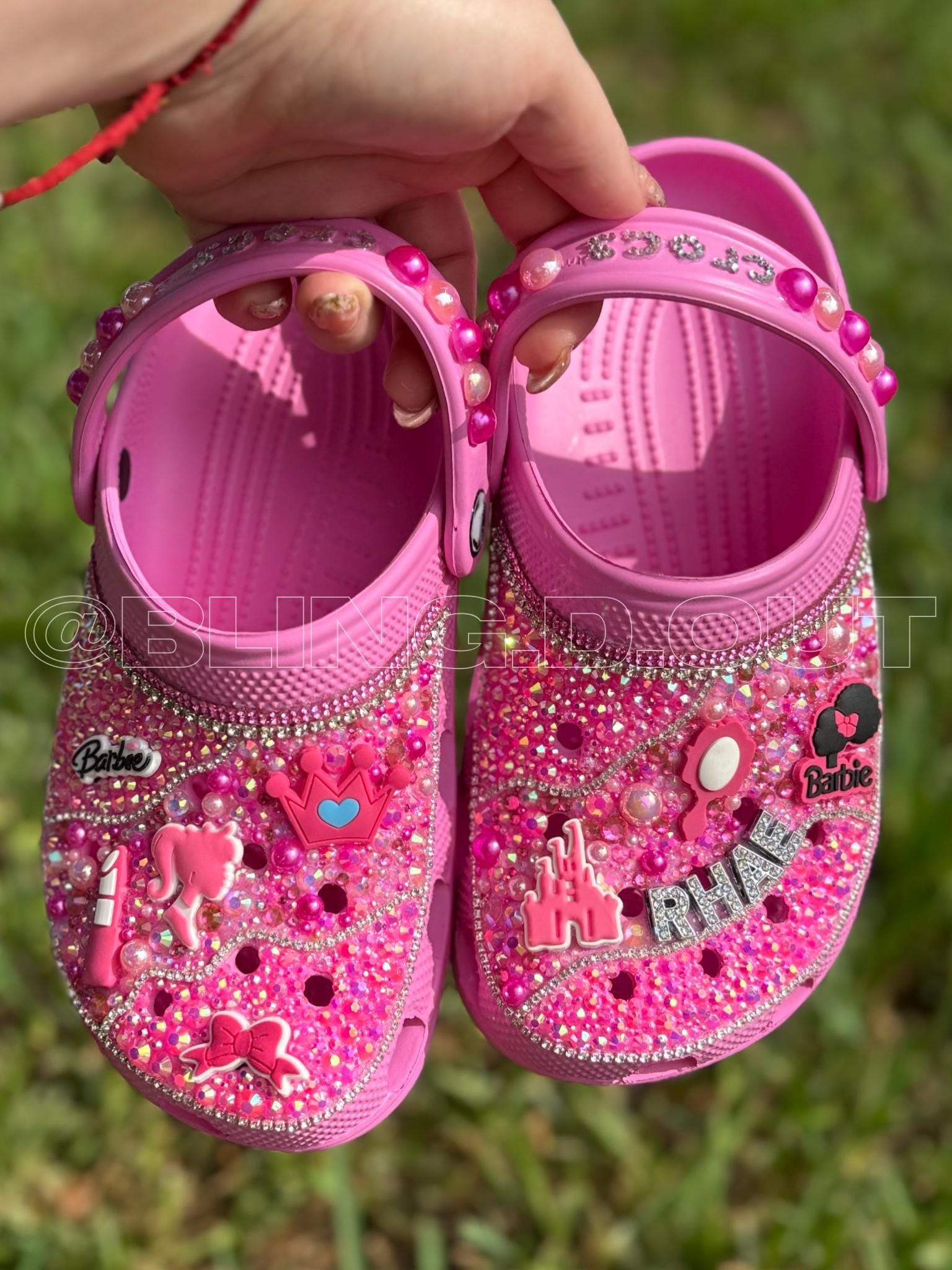 Blinged Out Crocs - Pink Princess Crocs - Pink Doll Crocs - Bedazzled ...