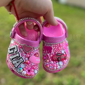 Blinged Out Crocs - Pink Princess Crocs - Pink Doll Crocs - Bedazzled ...