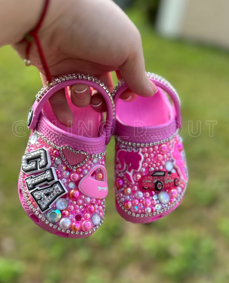 Blinged Out Crocs - Pink Princess Crocs - Pink Doll Crocs - Bedazzled ...