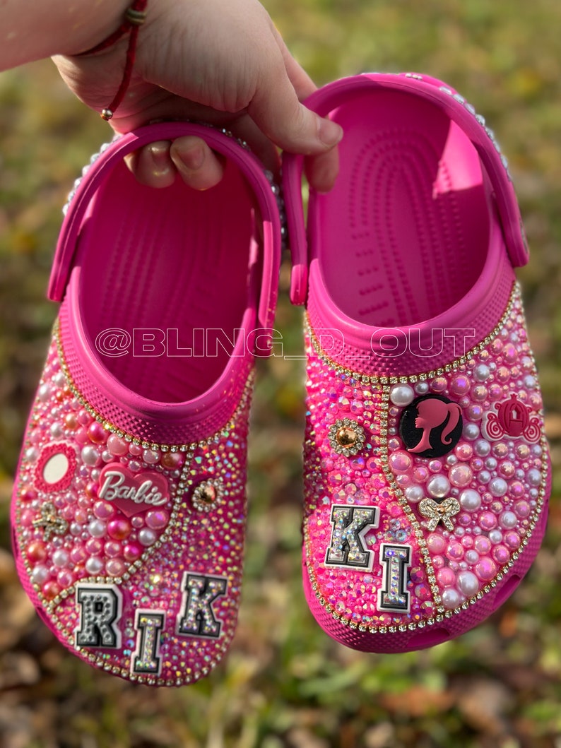 Blinged Out Crocs - Pink Princess Crocs - Pink Doll Crocs - Bedazzled ...