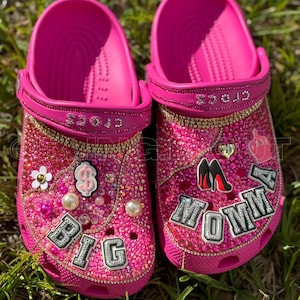 Blinged Out Crocs - Pink Princess Crocs - Pink Doll Crocs - Bedazzled ...