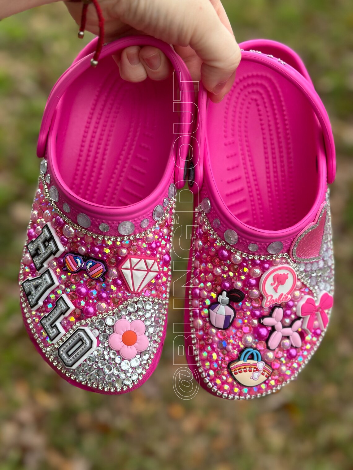 Blinged Out Crocs - Pink Princess Crocs - Pink Doll Crocs - Bedazzled ...