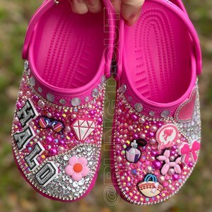Blinged Out Crocs - Pink Princess Crocs - Pink Doll Crocs - Bedazzled ...