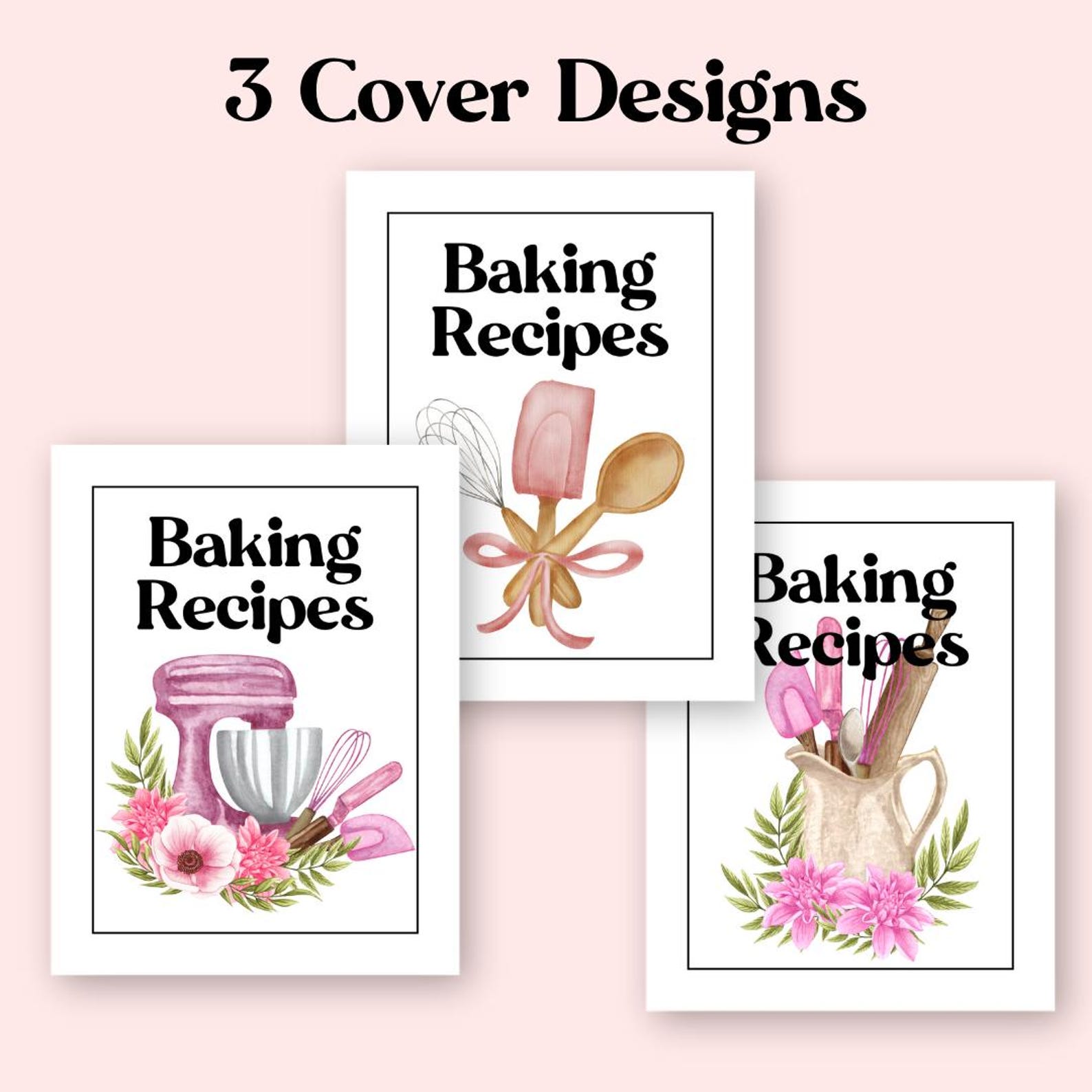 Printable Baking Recipe Binder Pages | 8.5x11 | Baking Gifts | Baking ...