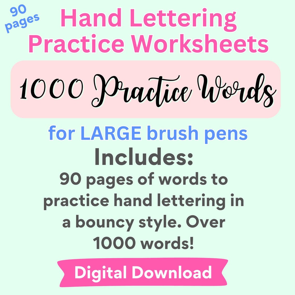1000+ Hand Lettering Practice Words, Large Brush Pens, Lettering ...