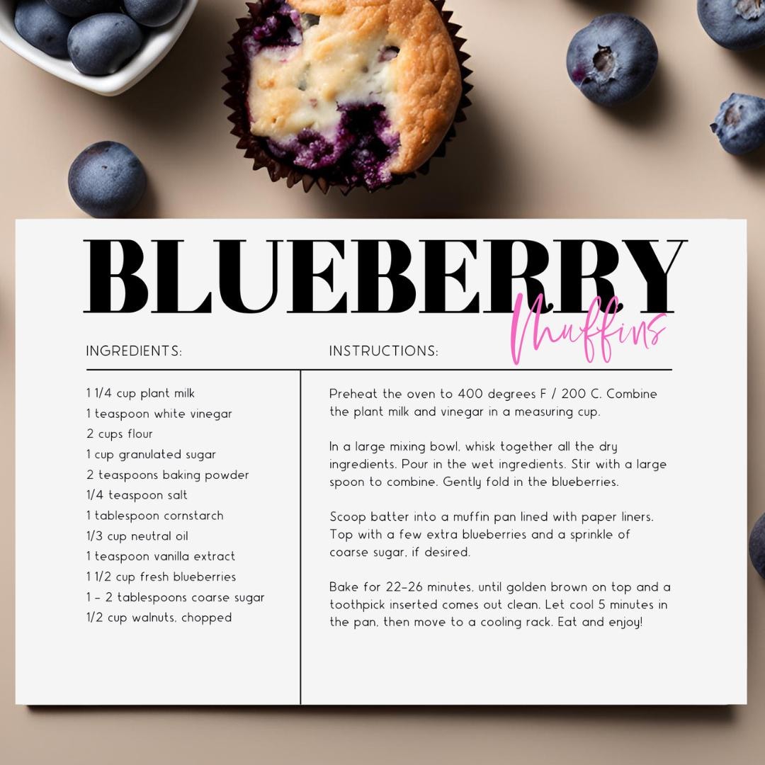 Modern Recipe Card Template for Recipe Box, Simple Recipe Card, CANVA ...
