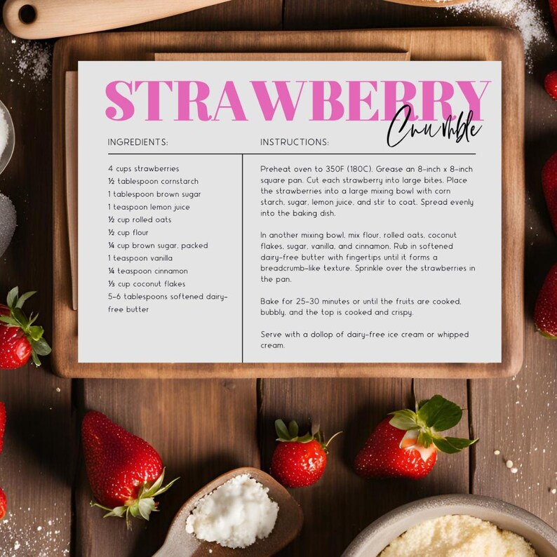 Modern Recipe Card Template for Recipe Box, Simple Recipe Card, CANVA ...