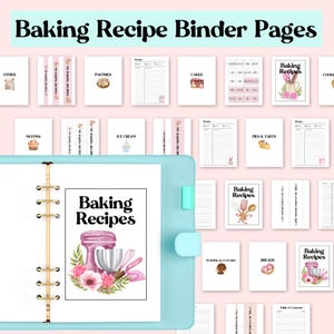 Printable Baking Recipe Binder Pages | 8.5x11 | Baking Gifts | Baking ...