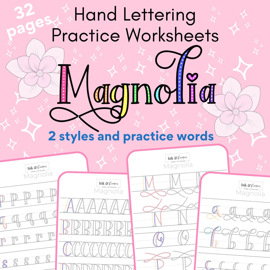 Hand Lettering Practice Workbook | Hand Lettering Sheets | Calligraphy ...