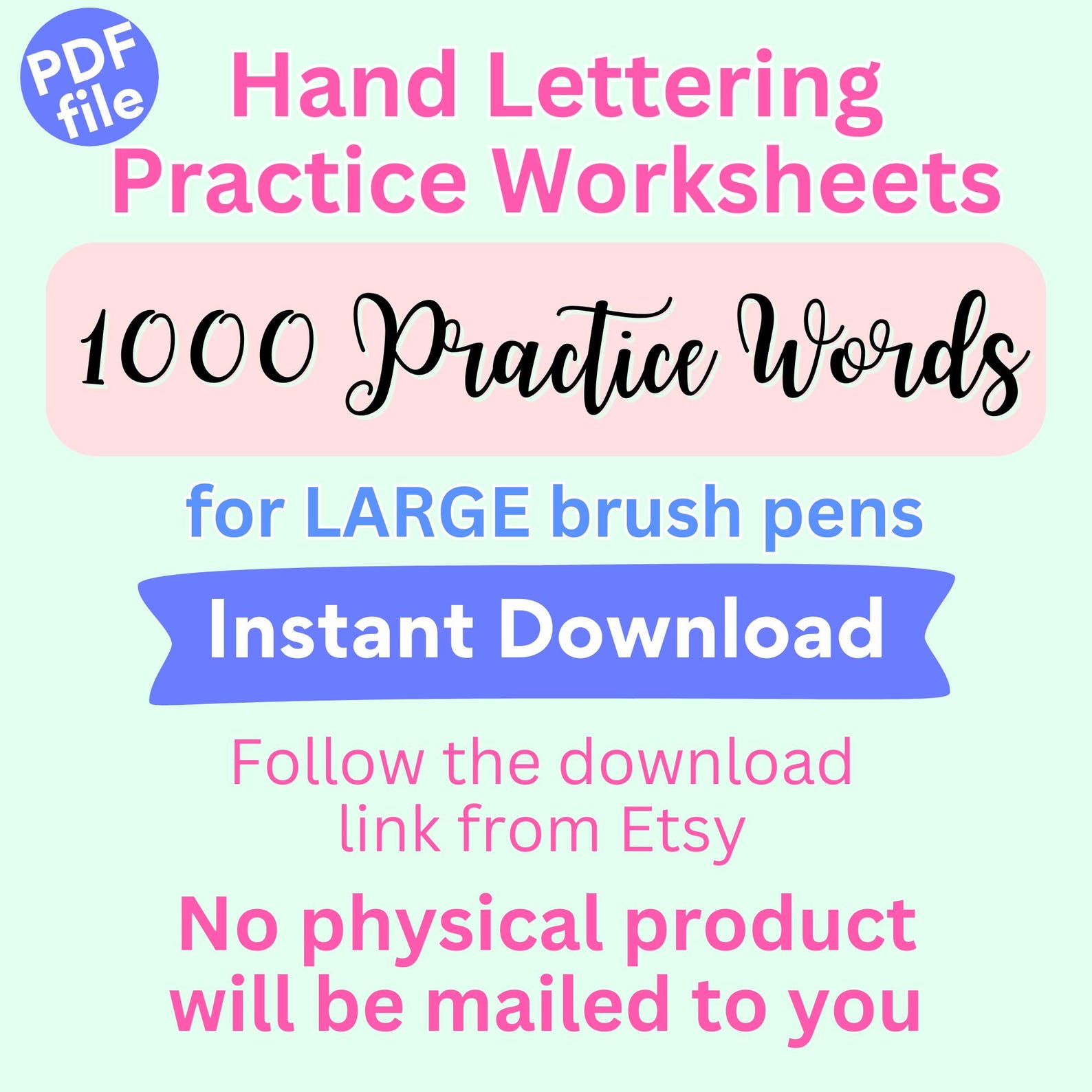 1000+ Hand Lettering Practice Words, Large Brush Pens, Lettering ...