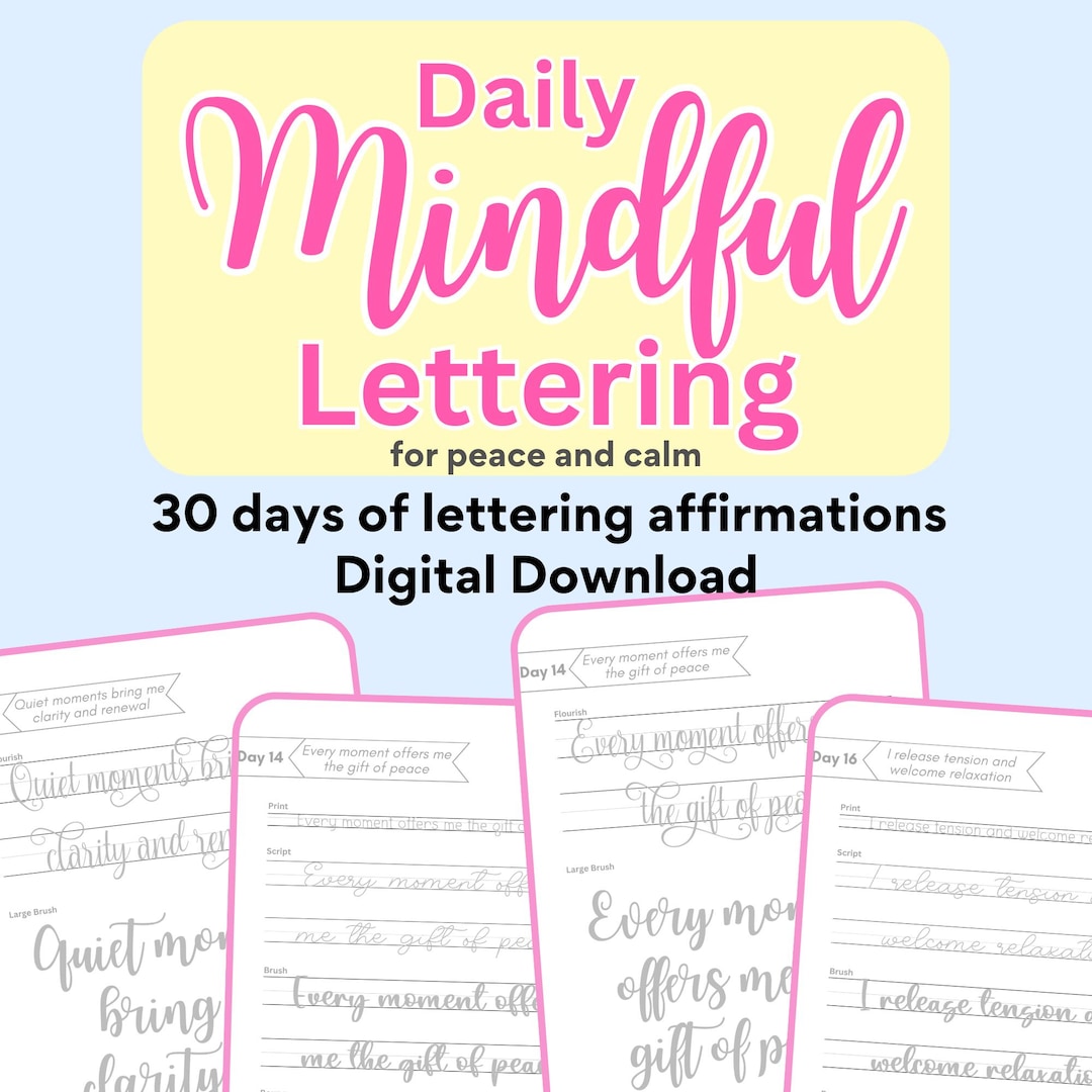 Daily Mindful Lettering Book | Digital Download | Affirmations for ...