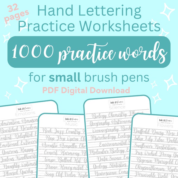 Bouncy Hand Lettering Practice Sheets - Etsy