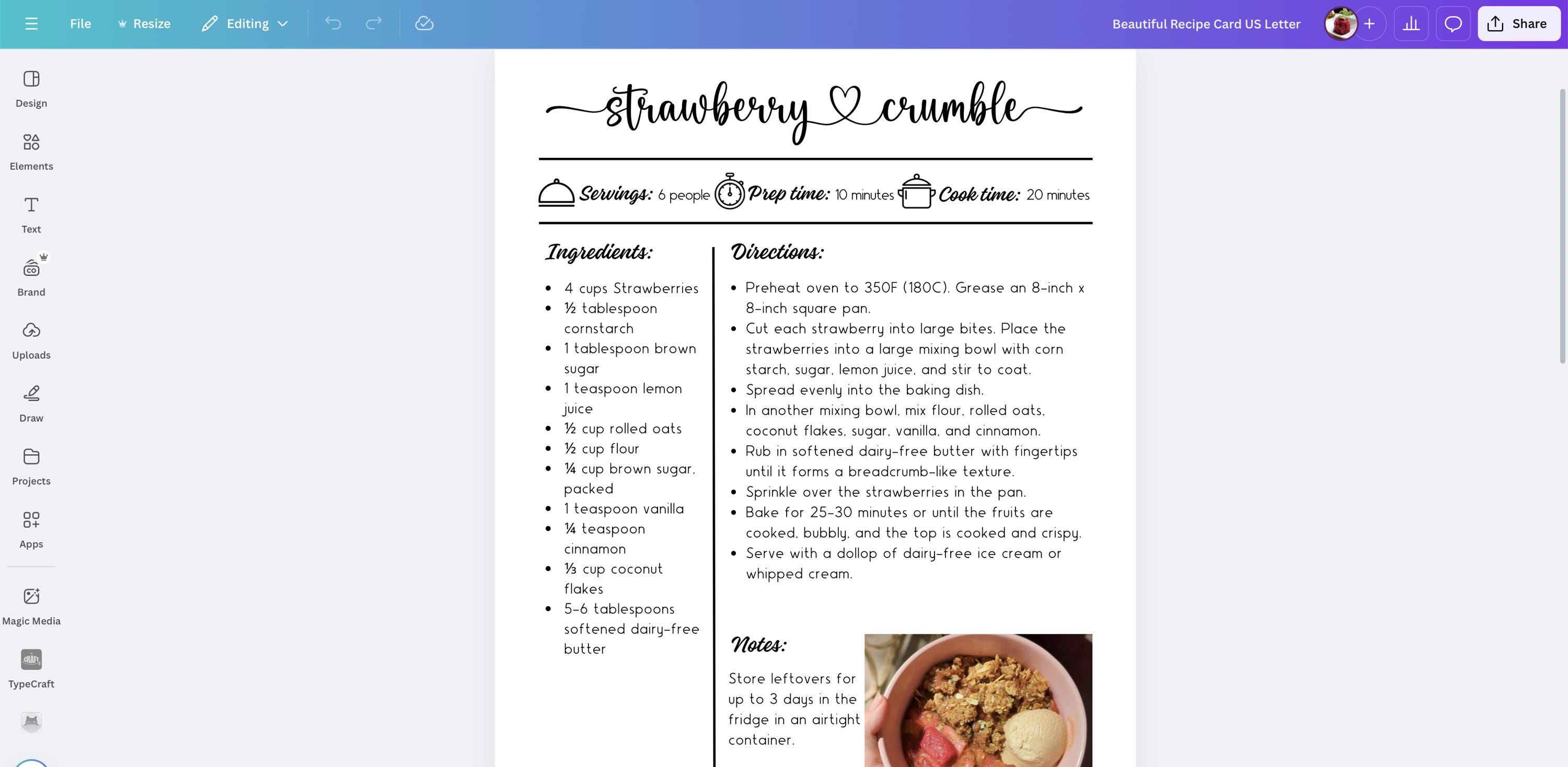Beautiful Recipe Card Template | Printable | A4/US Letter | PDF Files ...