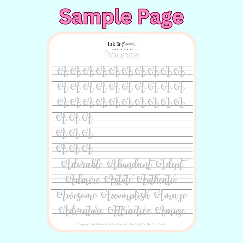 Hand Lettering Practice Worksheets | Bouncy Handwriting | Bouncy ...