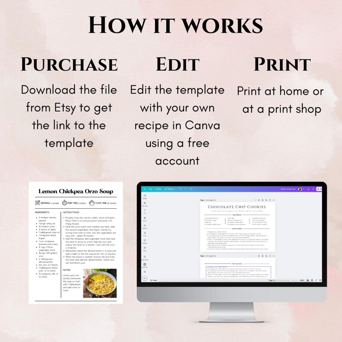 Simple Recipe Card Template | Editable and Printable | A4/US Letter ...