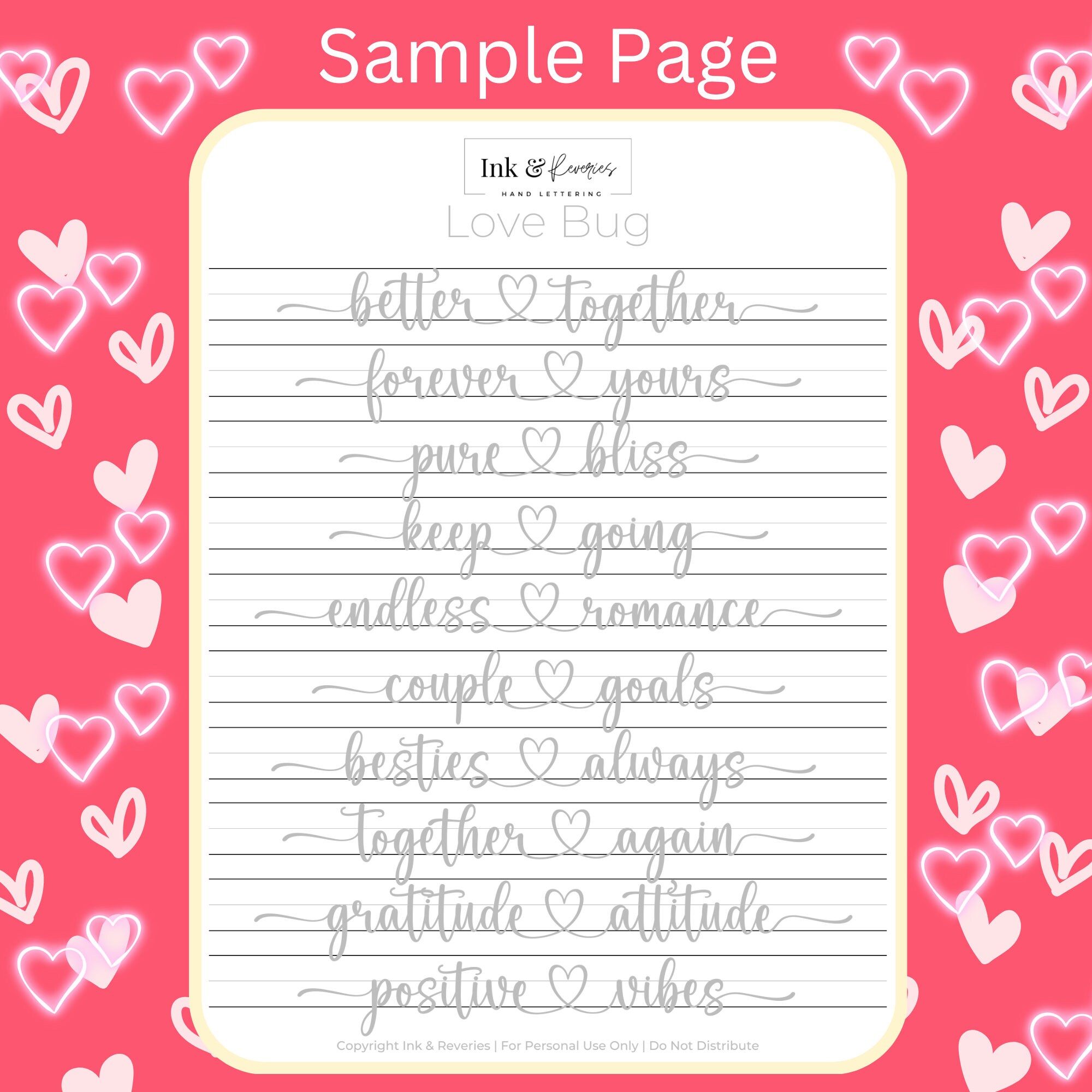 Hand Lettering Practice | Printable Handwriting Workbook ...