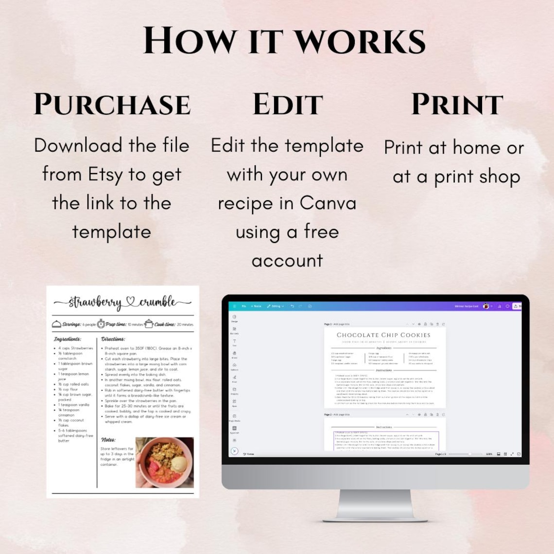 Beautiful Recipe Card Template | Printable | A4/US Letter | PDF Files ...
