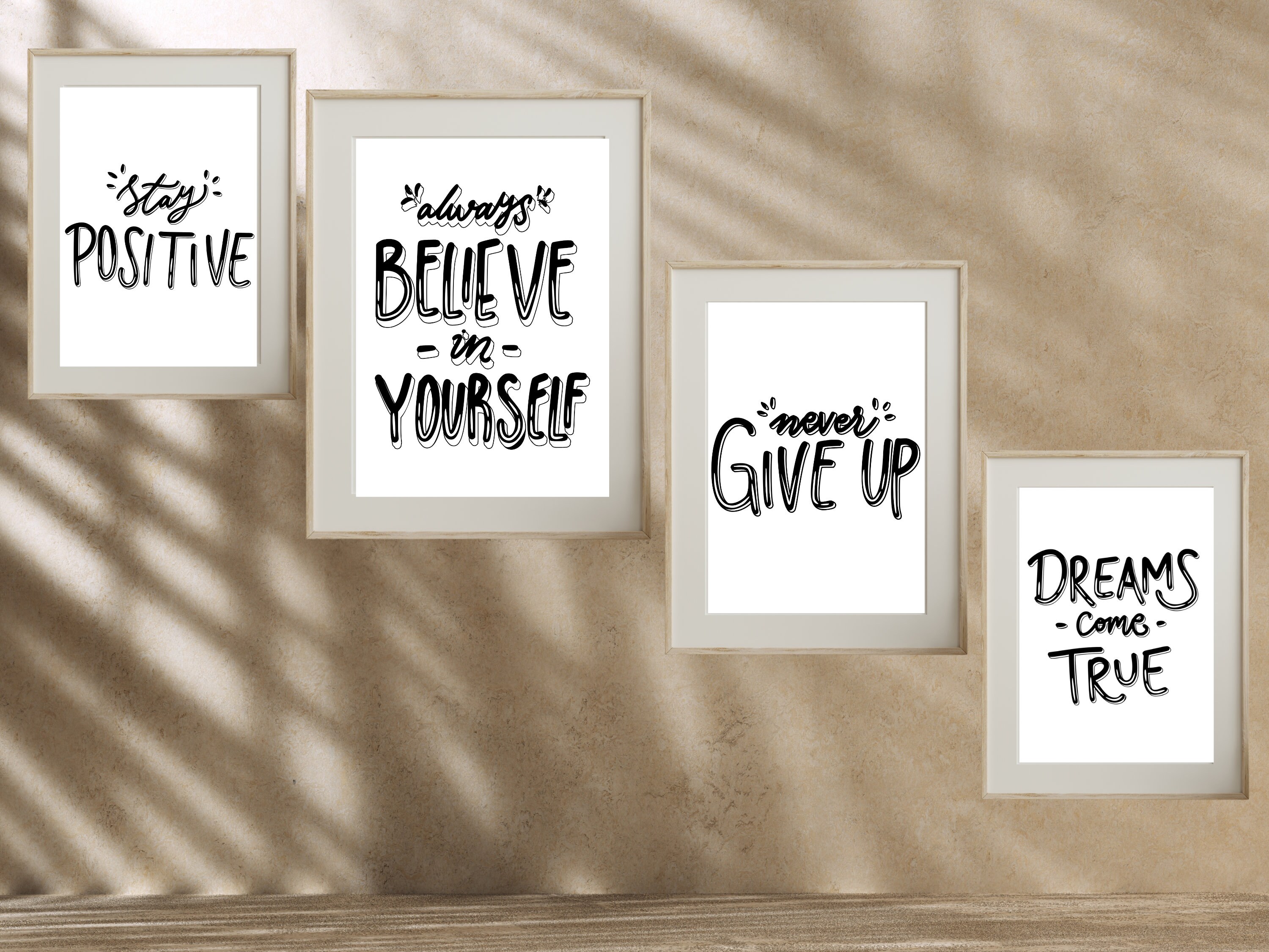 Inspirational Minimalist Posters stay Positive, Believe, Never Give Up ...