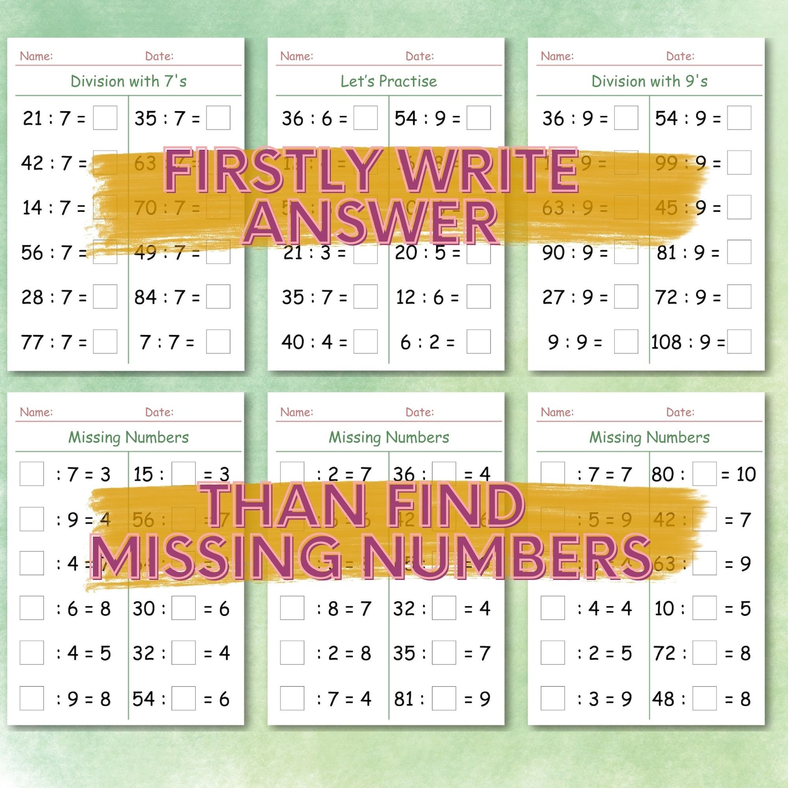 Printable Math Worksheets, Printable Division Worksheets, Maths ...