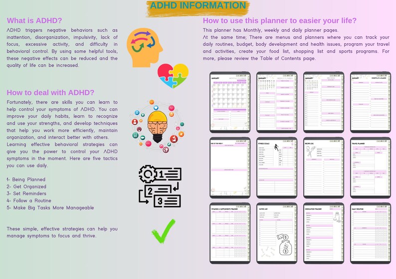 ADHD Digital Planner 2025, Fully Hyperlinked, User Friendly, Daily ...