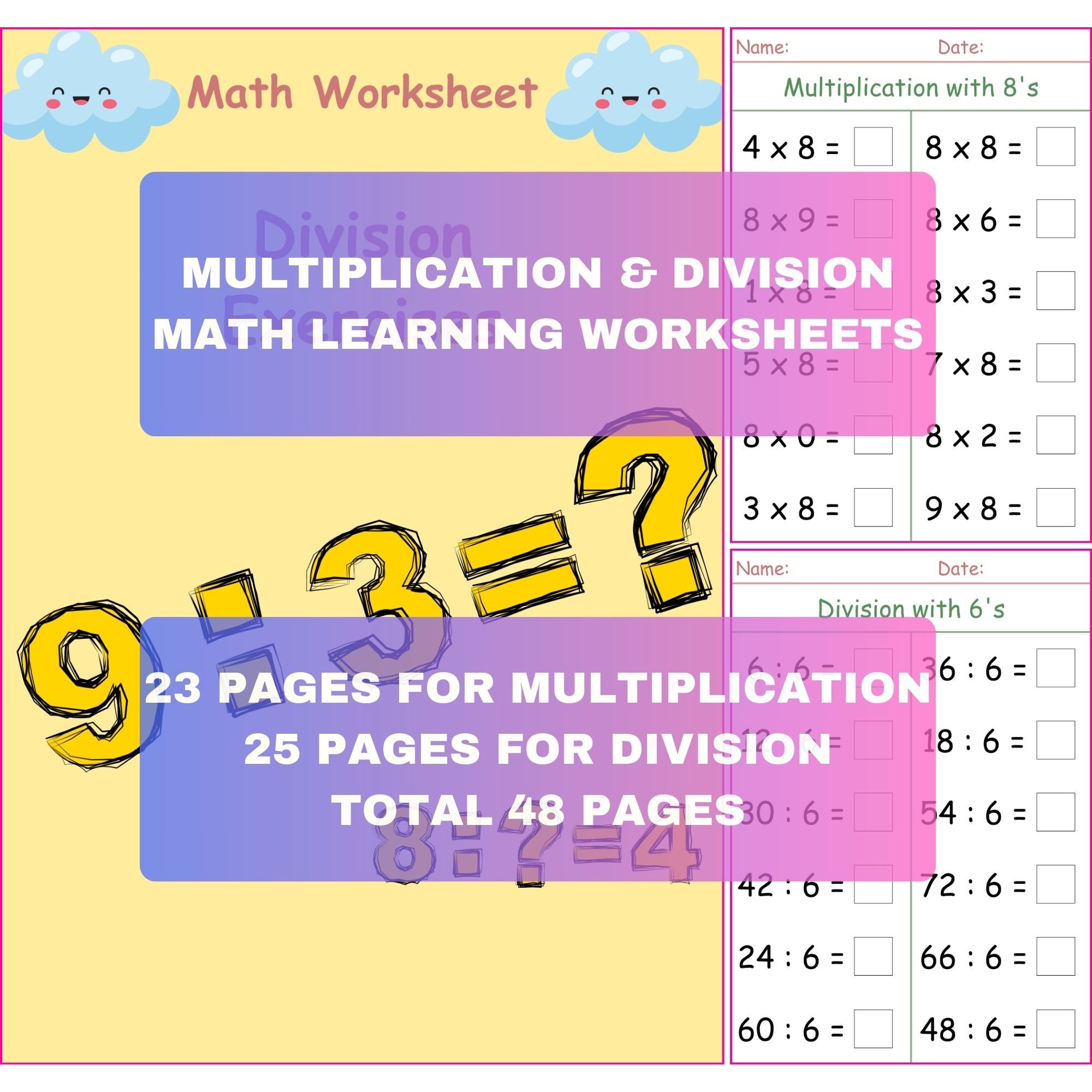 Printable Multiplication and Division Worksheets, Printable Math ...