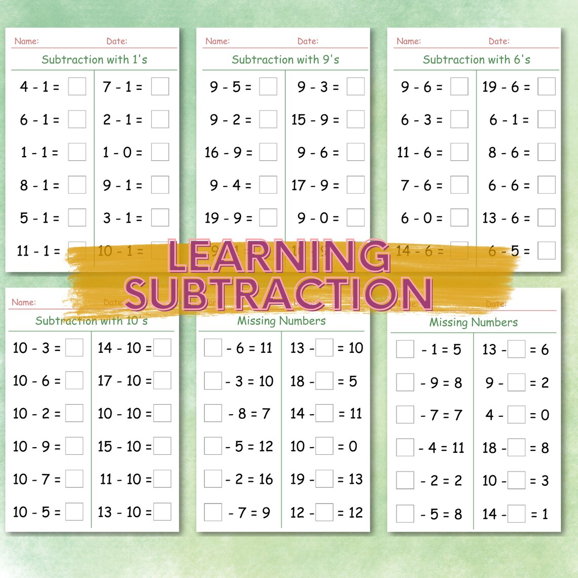Printable Math Worksheets, Printable Addition and Subtraction ...