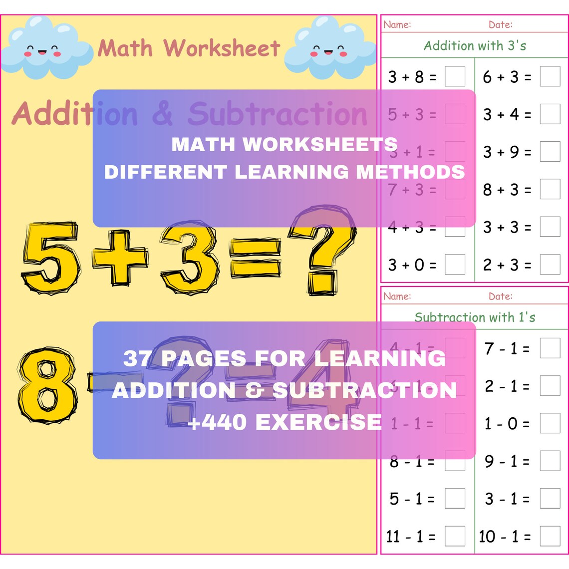Printable Math Worksheets, Printable Addition and Subtraction ...