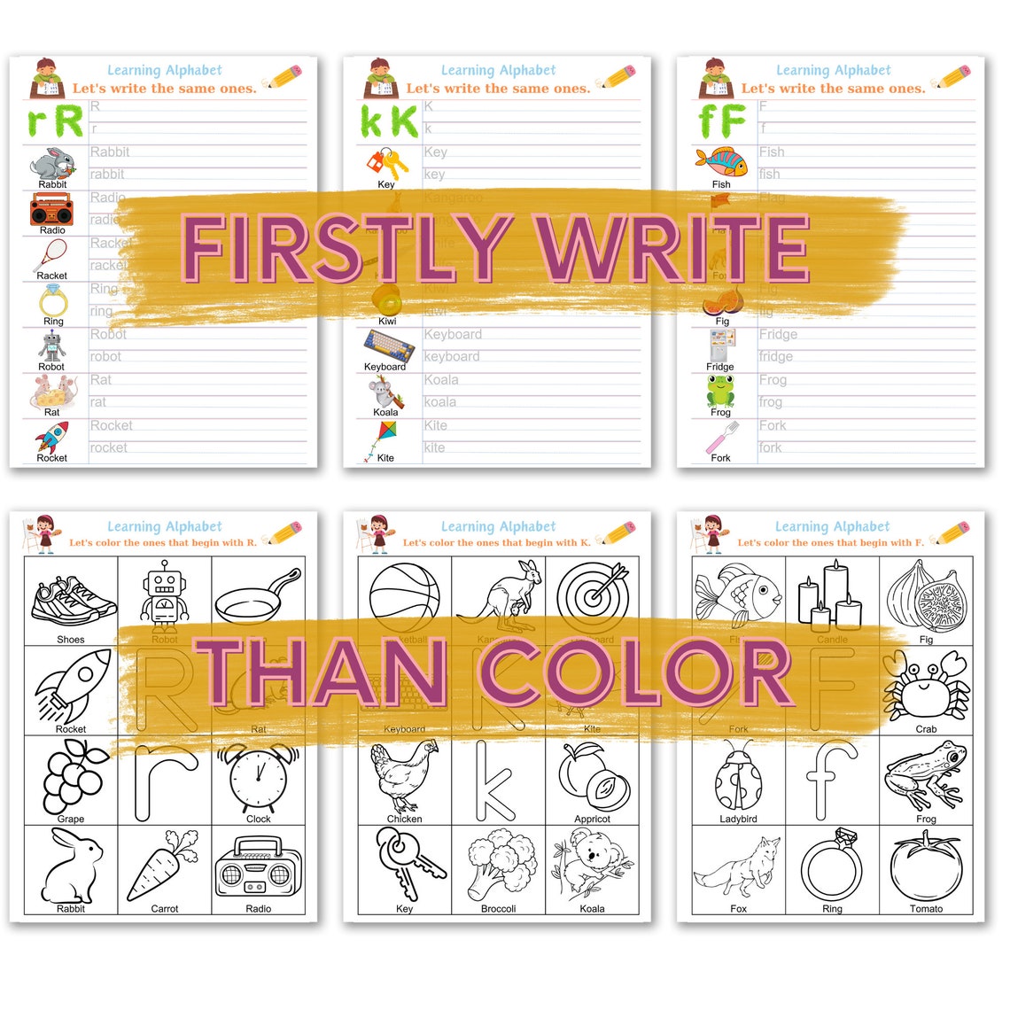 Printable Kindergarten Worksheets, Preschool Learning Alphabet, Writing ...