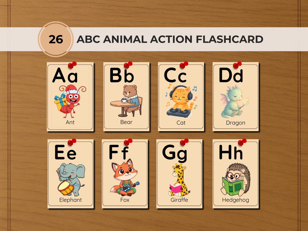 ABC Animal Action Flashcards | A–Z Alphabet Learning | Montessori ...