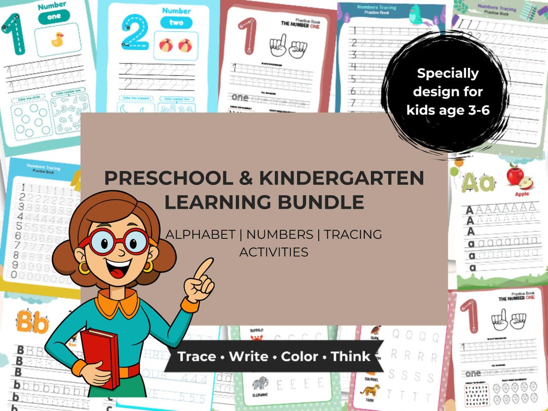 Preschool Learning Bundle | Coloring | Alphabet & Number Tracing ...