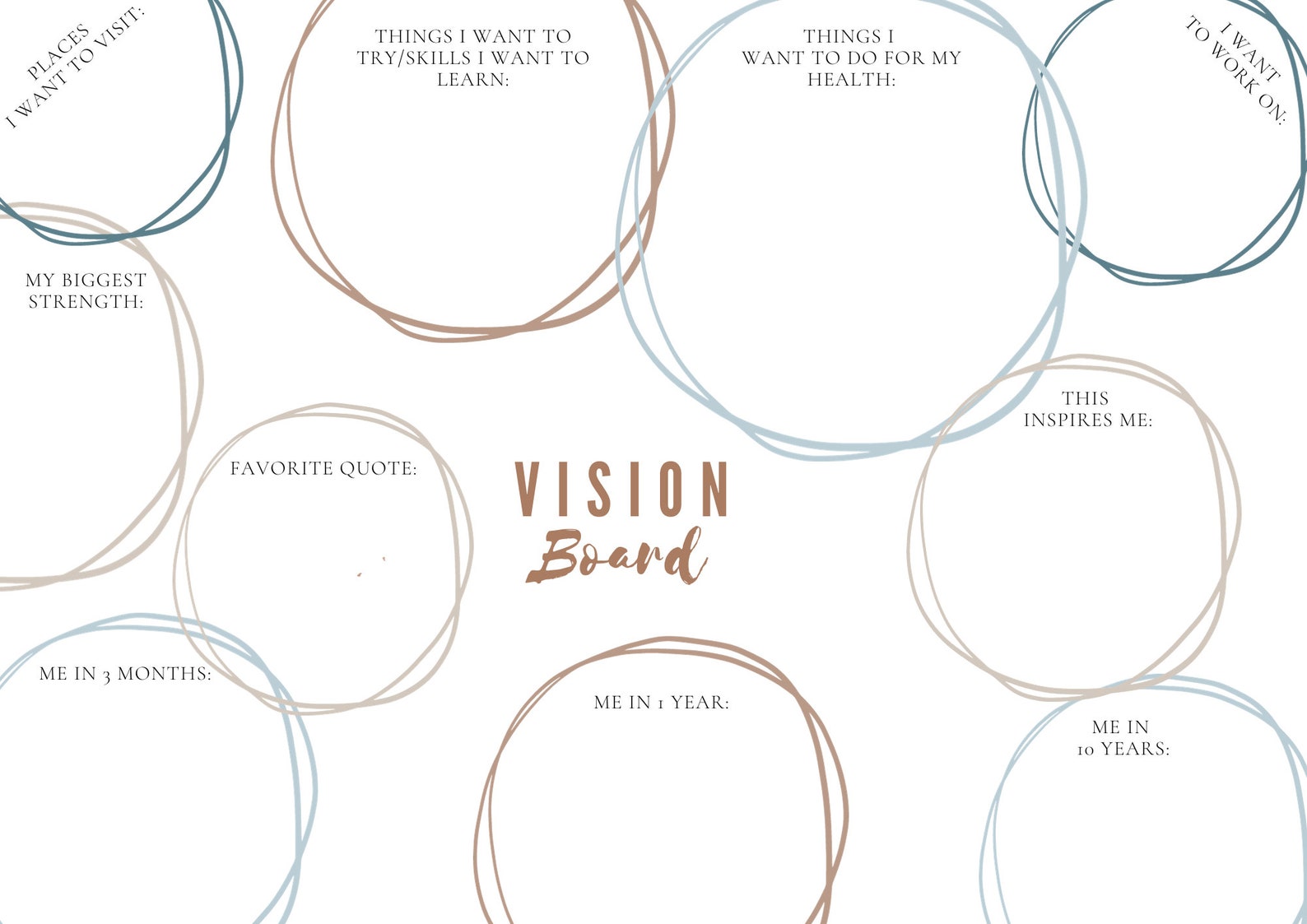 Minimalist Vision Board, Digital Download Template, Dream Board, Goal ...