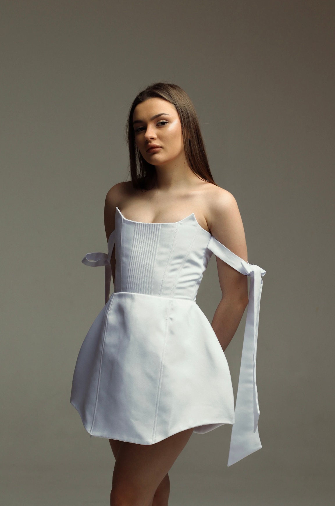 Elegant White Corset Dress With Bow Accents - Standout Style for ...