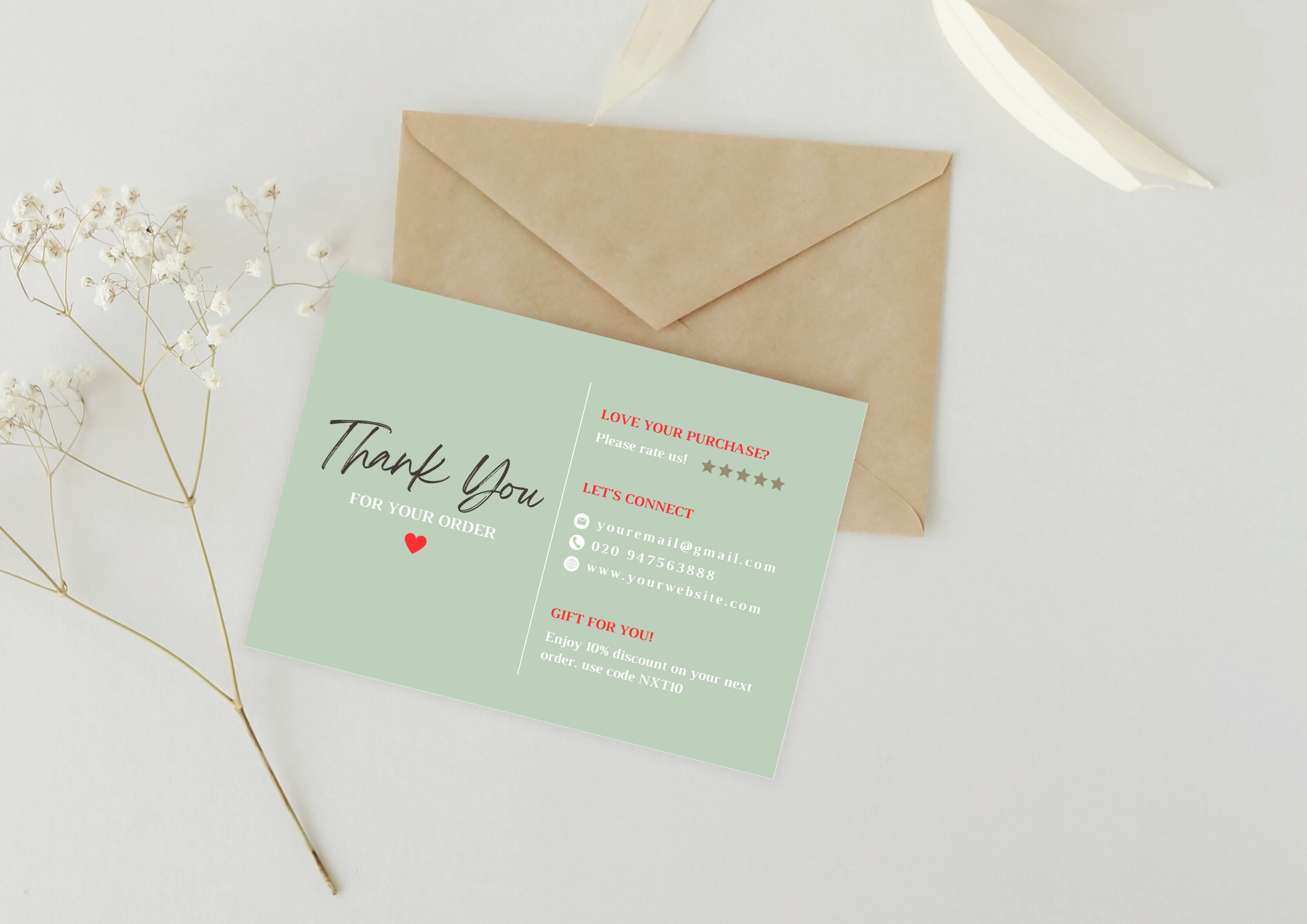 Thank You Card Template Canva | Customer Purchase Card Template | Thank ...