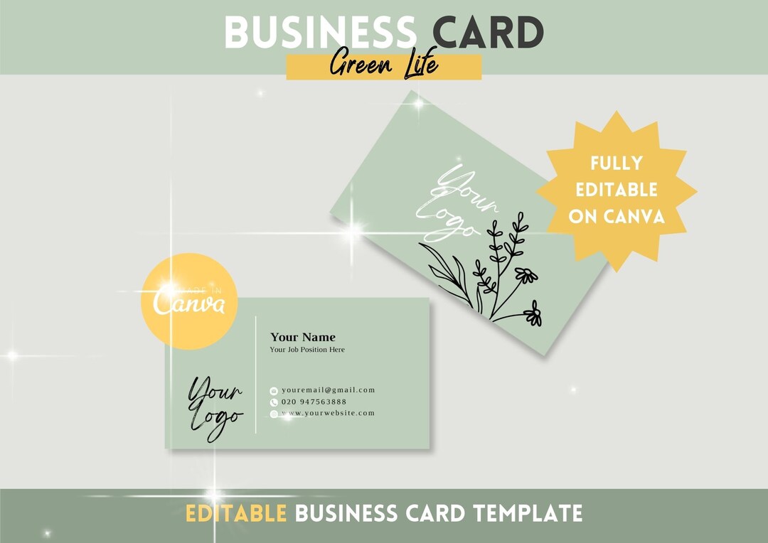 Business Card Template | Etsy Shop Brand Kit Template Fully Editable ...