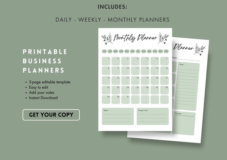Organize Your Days, Weeks, and Months! Print-ready PDF in A3, A4, A5 ...