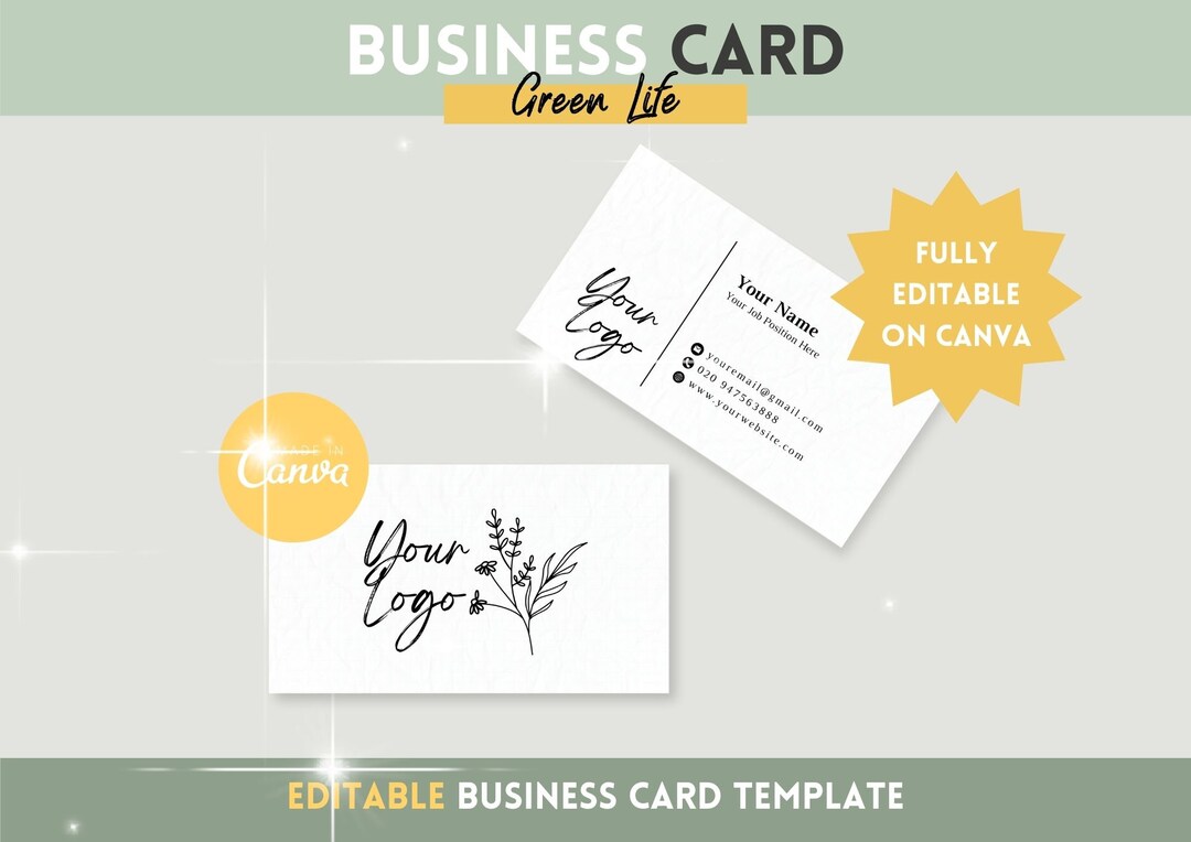 Business Card Template | Etsy Shop Brand Kit Template Fully Editable ...