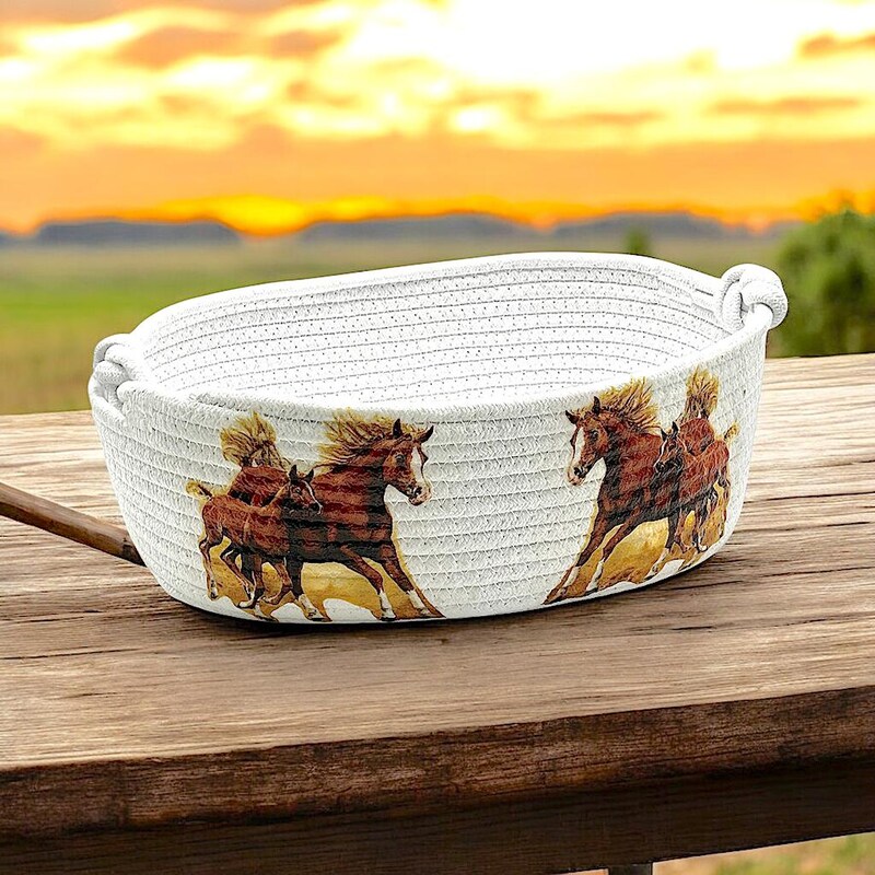 Embroidered Rope Baskets - Etsy