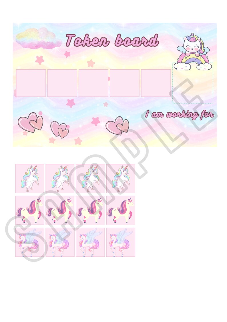 Unicorn Token Board 5 Tokens - Etsy
