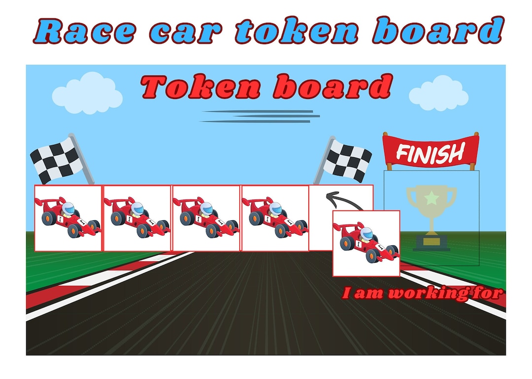 Racing Car Token Board 5 Tokens - Etsy